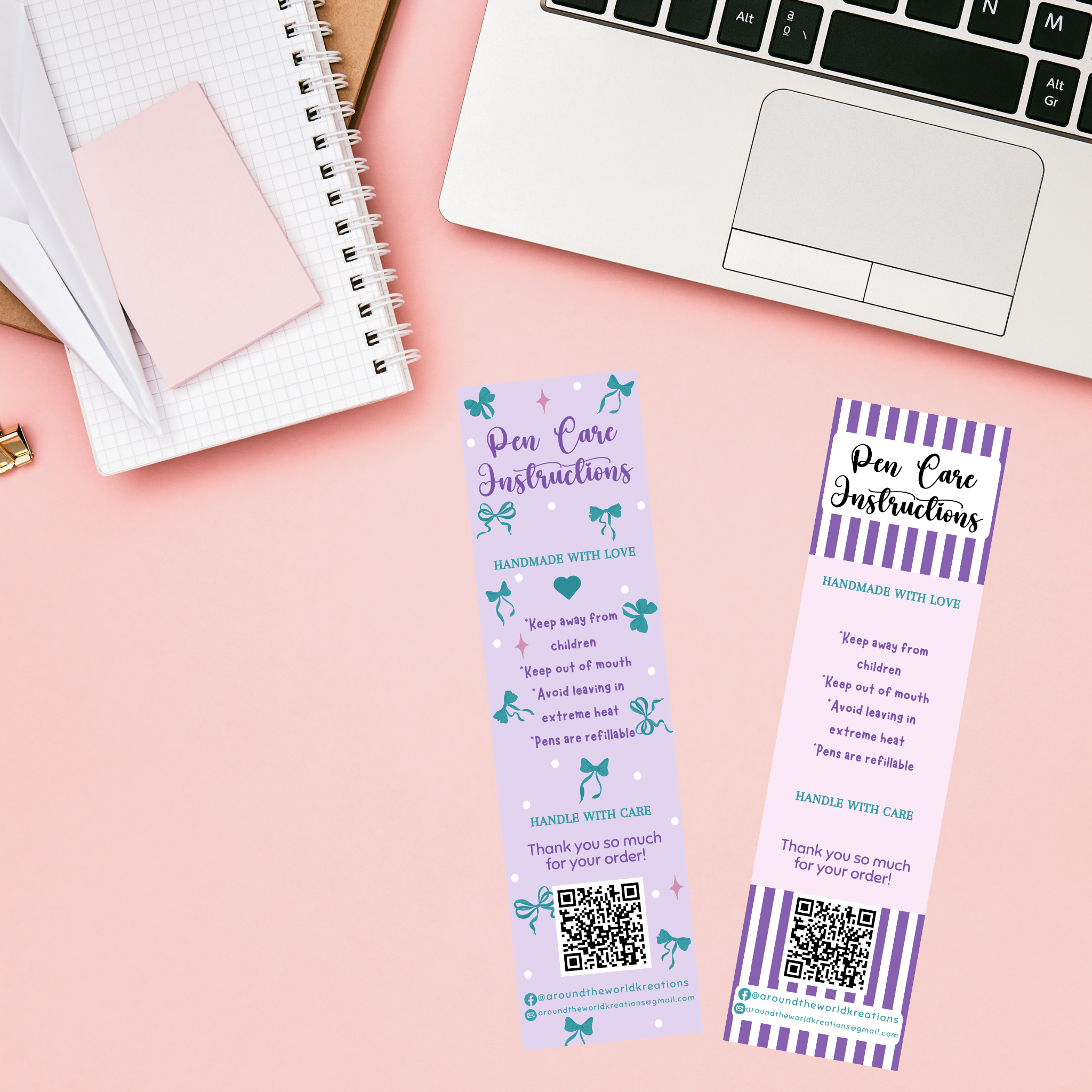 Custom Beaded Pen Care Cards – Personalized Packaging Inserts for Smal ...