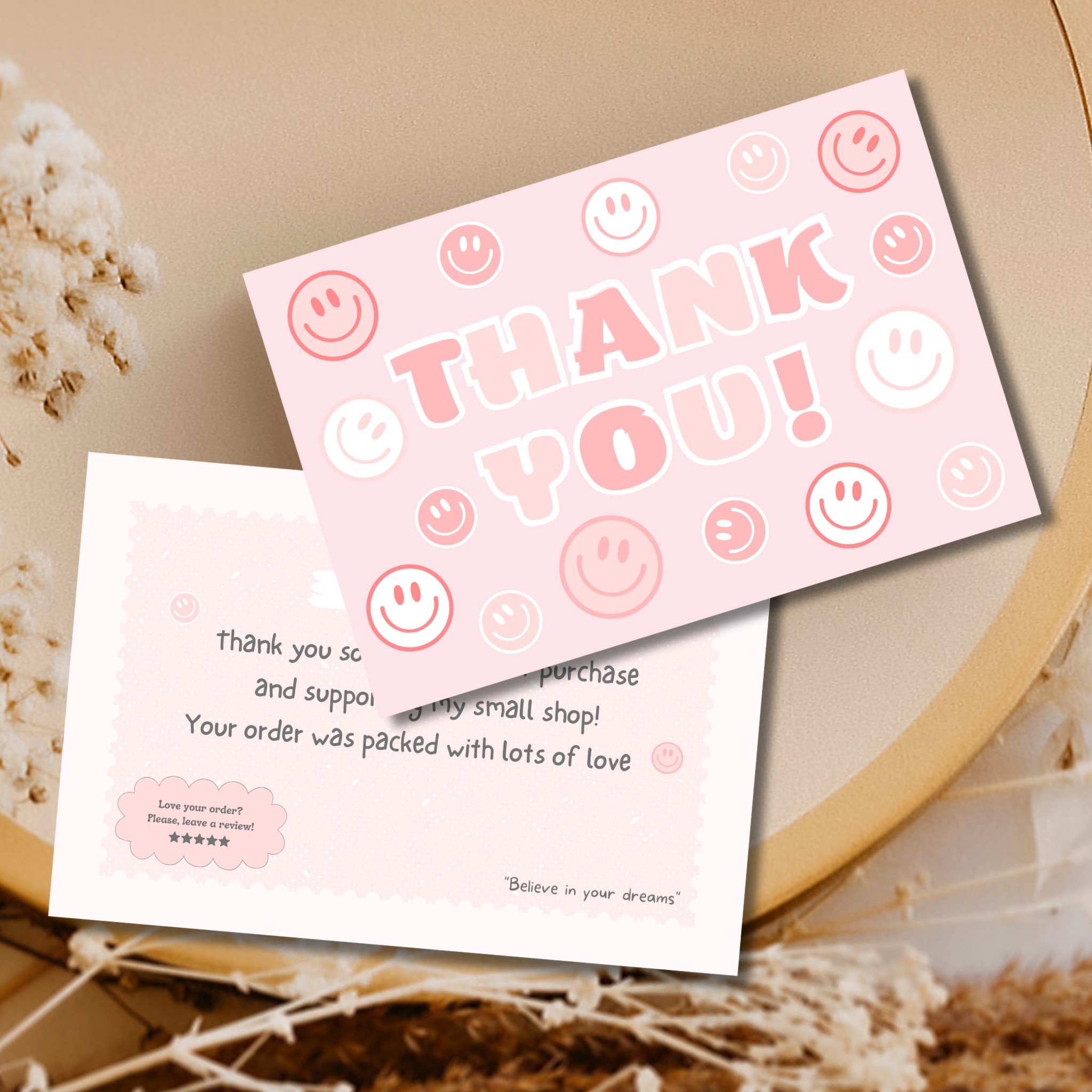 Pink Smiley Face Insert Cards – Sweet Mailers